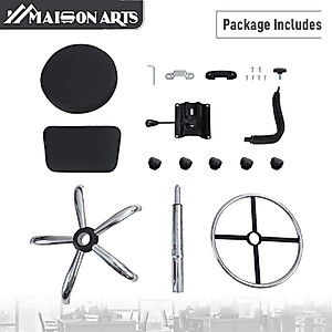 MAISON ARTS Office Desk Chair Swivel Adjustable Rolling Stool with Wheels Armless Drafting Task Chair with Back for Home Office Bar Kitchen Shop Salon Spa Massage Medical, 300LBS Bear Capacity, Black