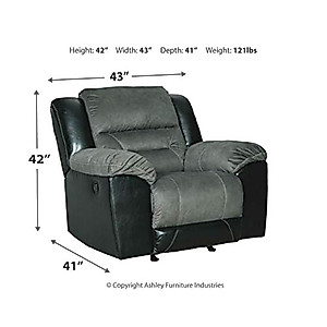 Signature Design by Ashley Earhart Faux Leather Manual Rocker Recliner, Gray
