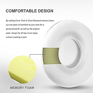 Earpad Cushions Cover Replacement for Beats Solo 2 Solo 3 Wireless On-Ear Headphone, Protein Leather Memory Foam Ear Cushions Cover (White)