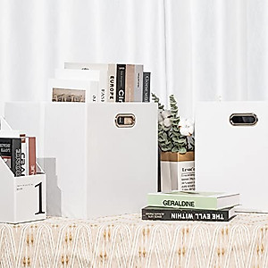 Jermichoc Storage Bins Cube Organizer 4 Pack, 13inch Foldable Square Storage Basket with Dual Metal Handles Decorative for Home Closet Shelf Cabinet Wardrobes (White)