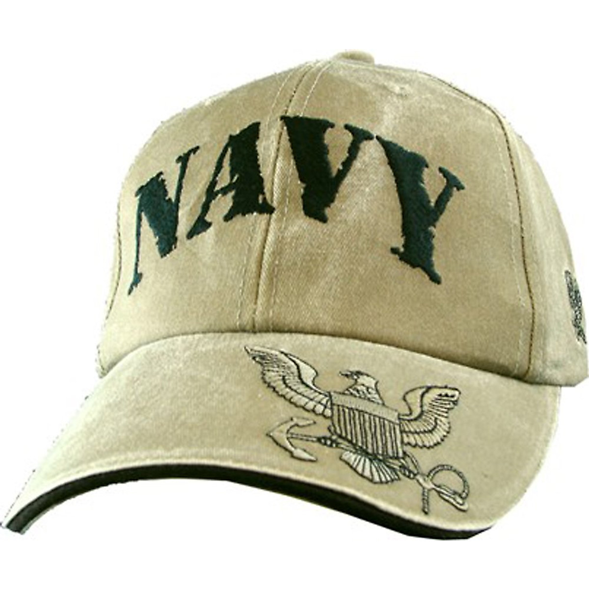 Eagle Crest U.S. Navy Embroidered Cap with Logo. Khaki