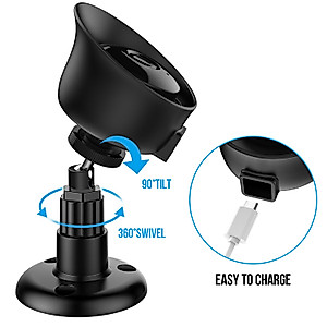 Adjustable Durable Plastic Wall Mount Outdoor Indoor Bracket and Silicone Cover Skins Protective Case for Yi Home Camera 1080p/ 720p (Black, 2 Pack)