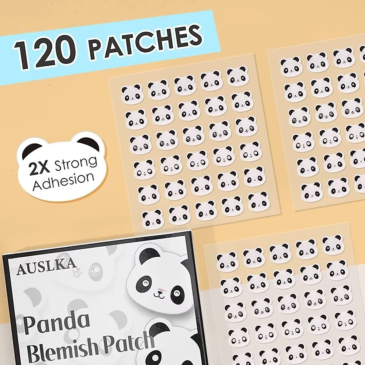 AUSLKA Panda Pimple Patches- 120 Patches, Hydrocolloid Spot Dots - Blemishes Patch - Facial Skin Care, For Zits, Blemishes, & Breakouts