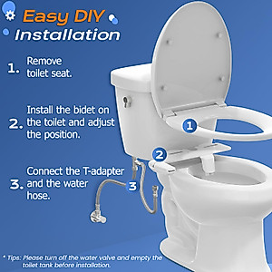 SAMODRA Ultra-Slim Bidet Attachment for Toilet - Dual Nozzle (Frontal & Rear Wash) Hygienic Bidets for Existing Toilets - Adjustable Water Pressure Fresh Water Toilet Bidet - Easy to Install