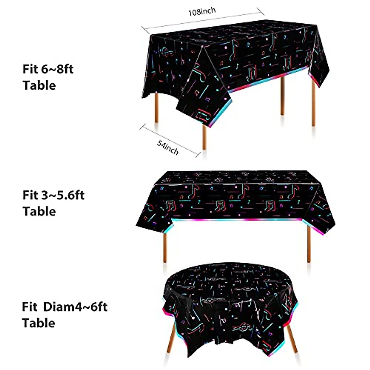 FZR Legend Music Tablecloth,Extra-Large 108”x 54”Disposable Music Table Cover, Ideal for Themed Musical Rockstar Birthday Party Supplies Decoration (1)