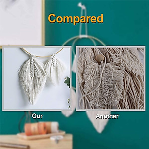 O-heart Macrame Wall Hanging, Woven Boho Chic Wall Decor Cotton Leaf Feather Bedroom Decor Large Wall Art Decor, Bohemian Home Decorations Wall Accent - Style 1