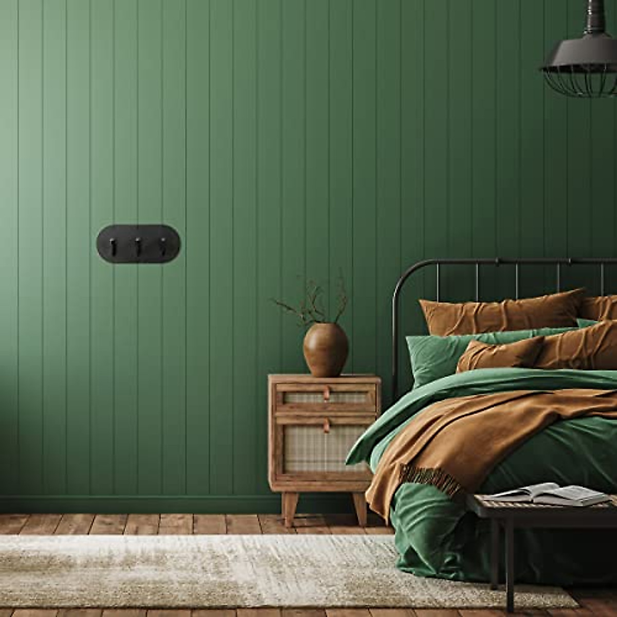 The Woodbury Lane Wall Coat Hooks - Peggy Round 3 Hook Rail - Pack of 1 - Matte Black Finish. Heavy Duty Metal Hooks with Screws for Hanging Coats, Bags, Robes, Backpack, Towel, Keys.