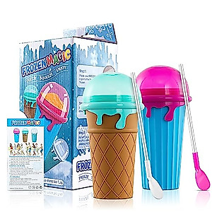 Double Layers Slushie Cup, DIY Homemade Squeeze Icy Cup, LEEVOT Frozen Magic Squeeze Slushy Maker Cup Turn Anything Into A Slushy