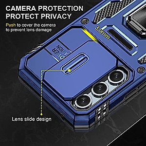 Zingcon Samsung Galaxy A34 5G Phone Case,Military-Grade Protective Cases,Delicate Camera Slide Cover with Magnetic Ring Kickstand-Blue