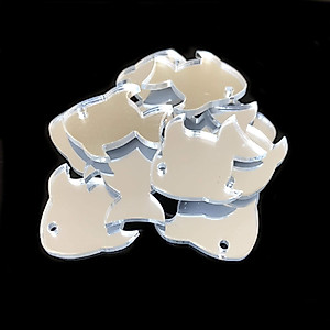 Super Cool Creations Fish with Eye Shaped Crafting Mirrors, Set of 10, Many Colours, Shatterproof Acrylic, Graphite, Pack of 10 x 4cm