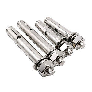 4 Pcs M10 x 80mm 304 Stainless Steel Expansion Bolt External Hex Expansion Screw Bolt Sleeve Anchor，Pool Safety Cover Expansion Bolts，for Concrete