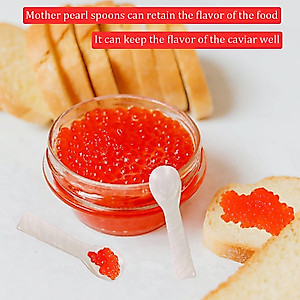 PETIT MANON 10PCS Caviar Spoons Mother Of Pearl Caviar Spoons W Round Handle, Handmade Pearl Spoon Shell Spoon for Caviar, Egg, Coffee, Ice Cream, Restaurant Serving (White,2.87 Inch)