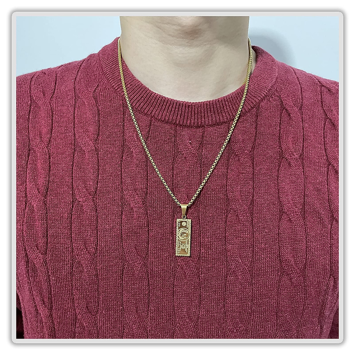 Mgutillart Fashion 18K Gold Plated Money Dollar Pendant Necklace(Gold)