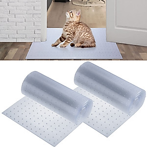 Treela 2 Pcs Cat Carpet Protector Plastic Runners to Protect Carpet Clear Non Slip Carpet Cover Heavy Duty Plastic Floor Protector Prevent Pets from Scratching Tearing Carpet Rugs (12 x 98 Inch)