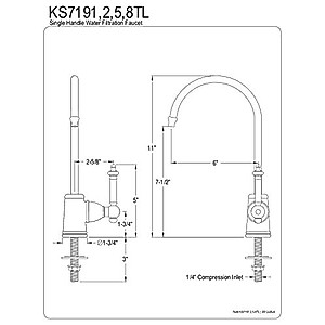 Kingston Brass Gourmetier KS7192TL Templeton Single Handle Water Filtration Faucet, Polished Brass 6-Inch spout reach