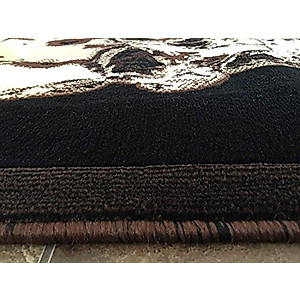 Skull Area Rug Brown & Black Carpet King Design 134 (2 Feet X 7 Feet 3 Inch)