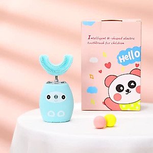 Ziliny Kids U Shaped Electric Toothbrush, Kids Automatic Timer Tooth Brush, Ultrasonic Automatic Toothbrushes with 3 Cleaning Modes, Waterproof Auto Toothbrush for Children Toddler (Age 3-7, Blue)