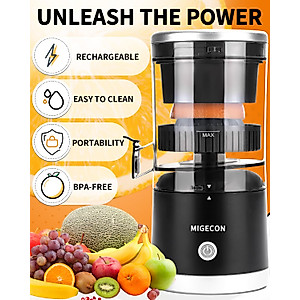 Electric Citrus Juicer Machines,Citrus Juicer Machines with USB and Cleaning Brush,portable electric juicer for making fresh orange juice,squeezing oranges,lemons,kiwi fruit,and grapefruit(Black)