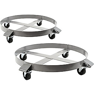 55 Gallon Drum Dolly,Heavy Duty 1000lbs Load Capacity, Barrel Dolly Cart Drum Caddy, Non Tipping Hand Truck Dollies with Steel Frame 4 Swivel Casters Wheel, for Warehouse Drum Handling (2 PCS)