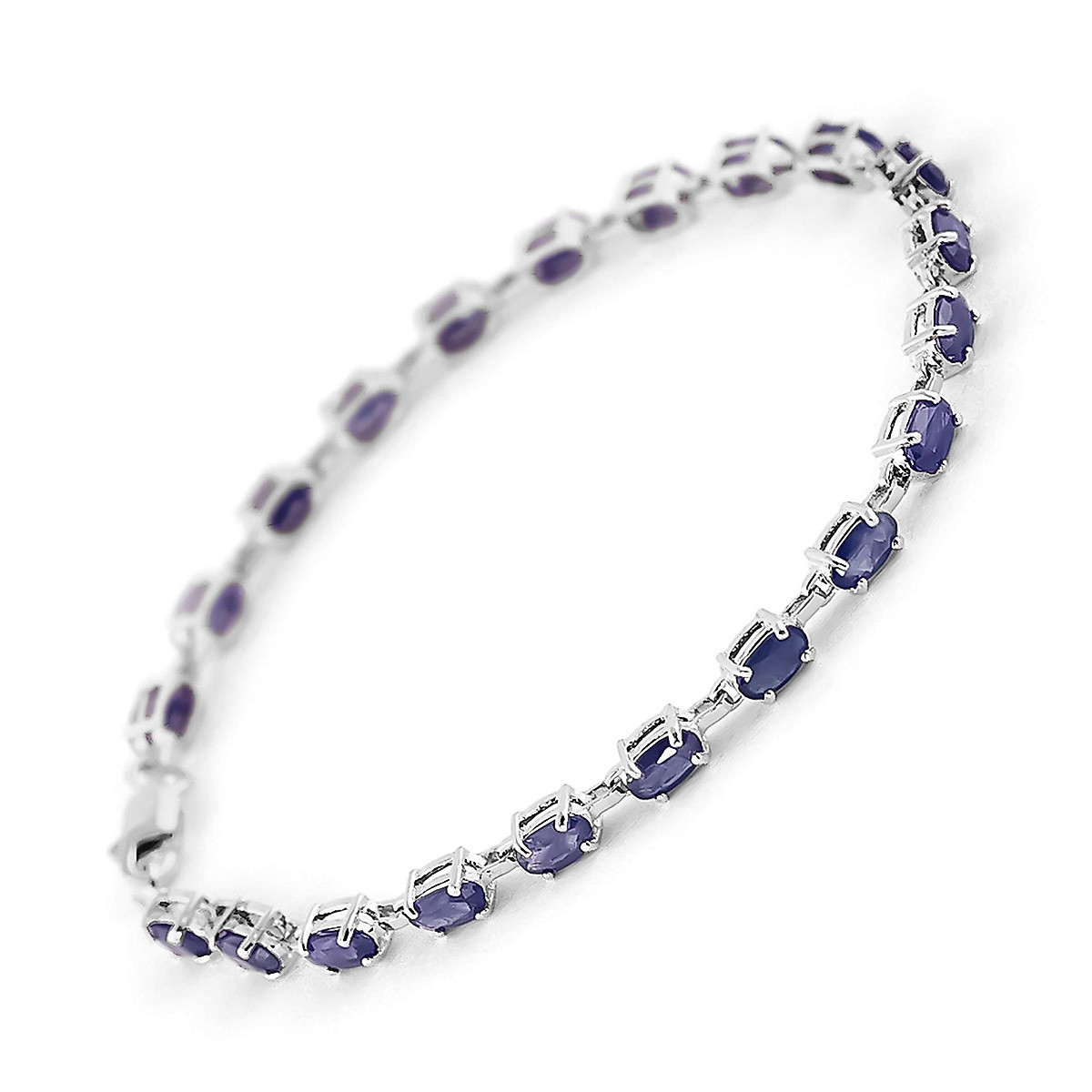 Galaxy Gold GG 8 CTW 14k Solid White Gold Tennis Bracelet Natural Sapphire