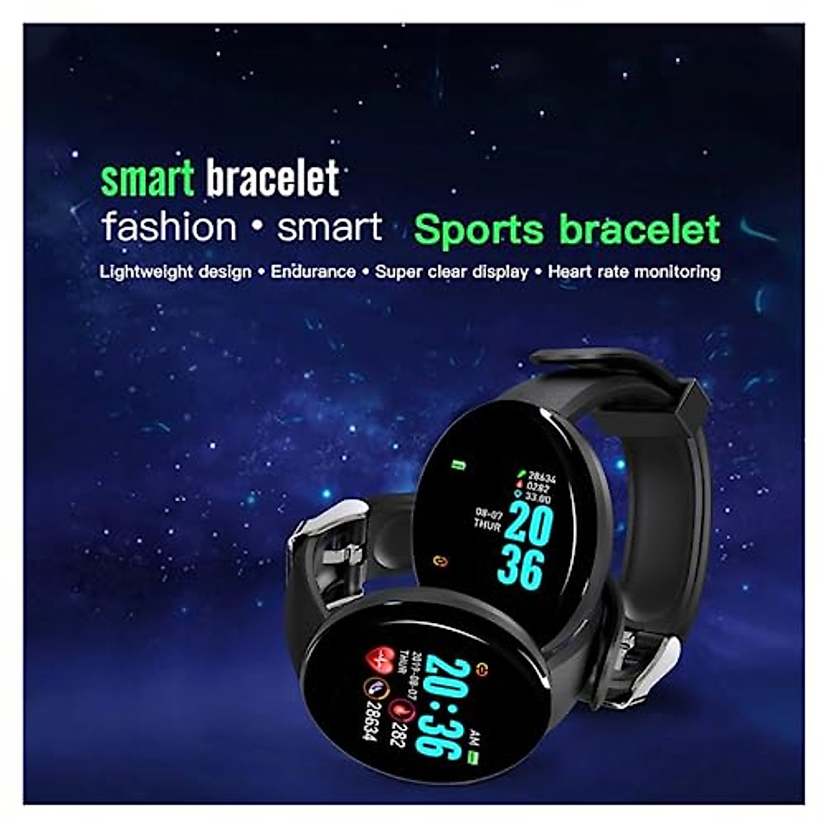 Viflosae 1.44-Inch Color Round Screen Smart Watch, Fashion Round Screen Health Data Recording Function Caller Id Watch, High Sensitivity, Single Button Control (Black)