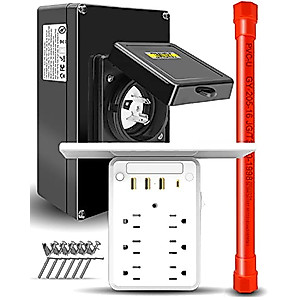 7500W Waterproof Portable Generator Through-The-Wall PWR Transfer Kit, Wall Pass Through PWR Transfer Kit, 120V 30 Amp Outdoor Generator Transfer Switch Generator Power Inlet Box, 3 Pin L5-30P Plug