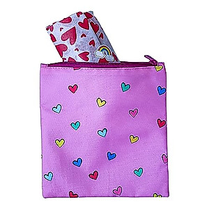 Yumbox Pochette 8x8 in. Large Reusable Sandwich & Snack Bag (2-Pack) - Eco-Friendly, BPA-Free, Water-Resistant, Easy-Wash - Woof & Hearts Design - Perfect for School, Work & Travel