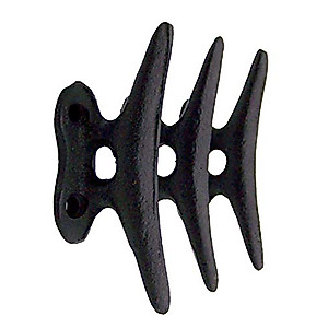 Nautical Black Cast Iron Boat Cleat Wall Hooks, 3.5 Inches, Set of 3