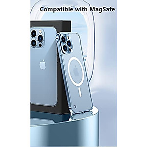 Magnetic Case for iPhone 14 Pro Max Case Compatible with MagSafe Metal Aluminum Alloy Bumper Matte Translucent Back Cover with Camera Lens Protector and Safety Lock (Black)