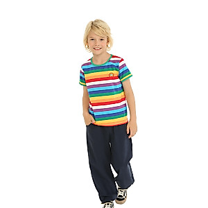 Mud Kingdom Toddler Boys T-Shirts Short Sleeve Rainbow Stripe 24 Months