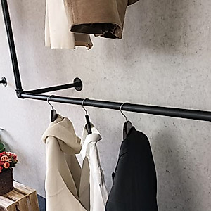 Anynice Industrial Pipe Clothing Rack,Industrial Clothing Rack, Clothing Rods for Hanging Clothes,Clothes Rack,Wall Mounted Garment Rack, Heavy Duty Coat Rack (81.1" W x 14.4" D x83.5 H, ANY-DF33)