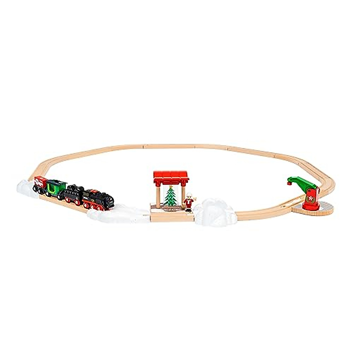 BRIO World – 36014 Christmas Steaming Train Set | 27-Piece Kid-Friendly Set | Age 3+ Compatible | FSC-Certified Beech Wood | Complements All BRIO Railway Sets & Accessories | Multicolor