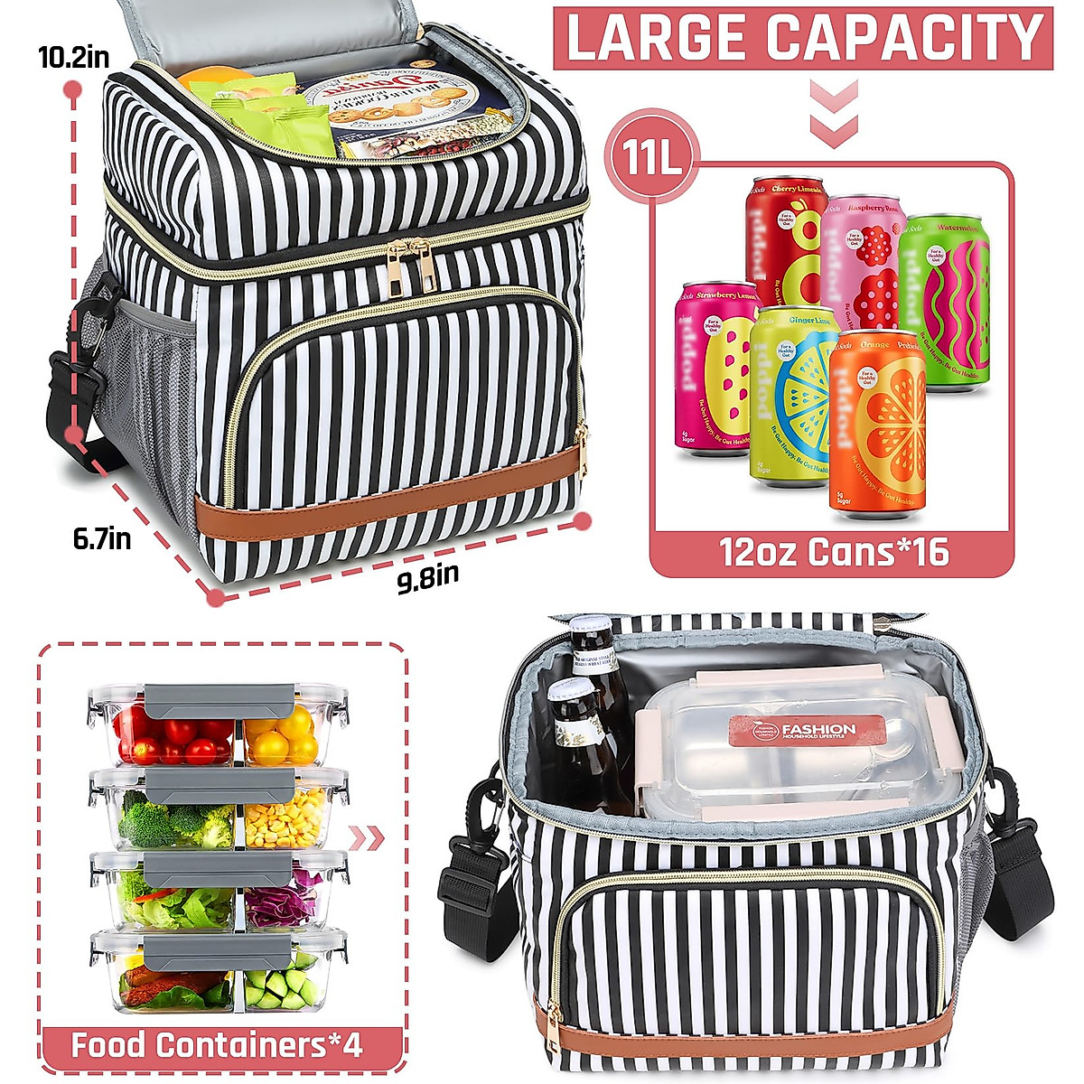 YESBAG Lunch Bag for Women, Leakproof Insulated Soft Adult Lunch Tote Cooler Bag Box With Adjustable Shoulder Strap for Office,Work & Picnic