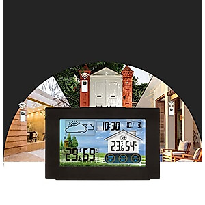 XARONF Weather Stations, Indoor Outdoor Weather Station, Home Weather Station Multiple Sensors with Atomic Clock, Indoor Outdoor Humidity Thermometer Monitor Digital Forecast Weather Stations, Black