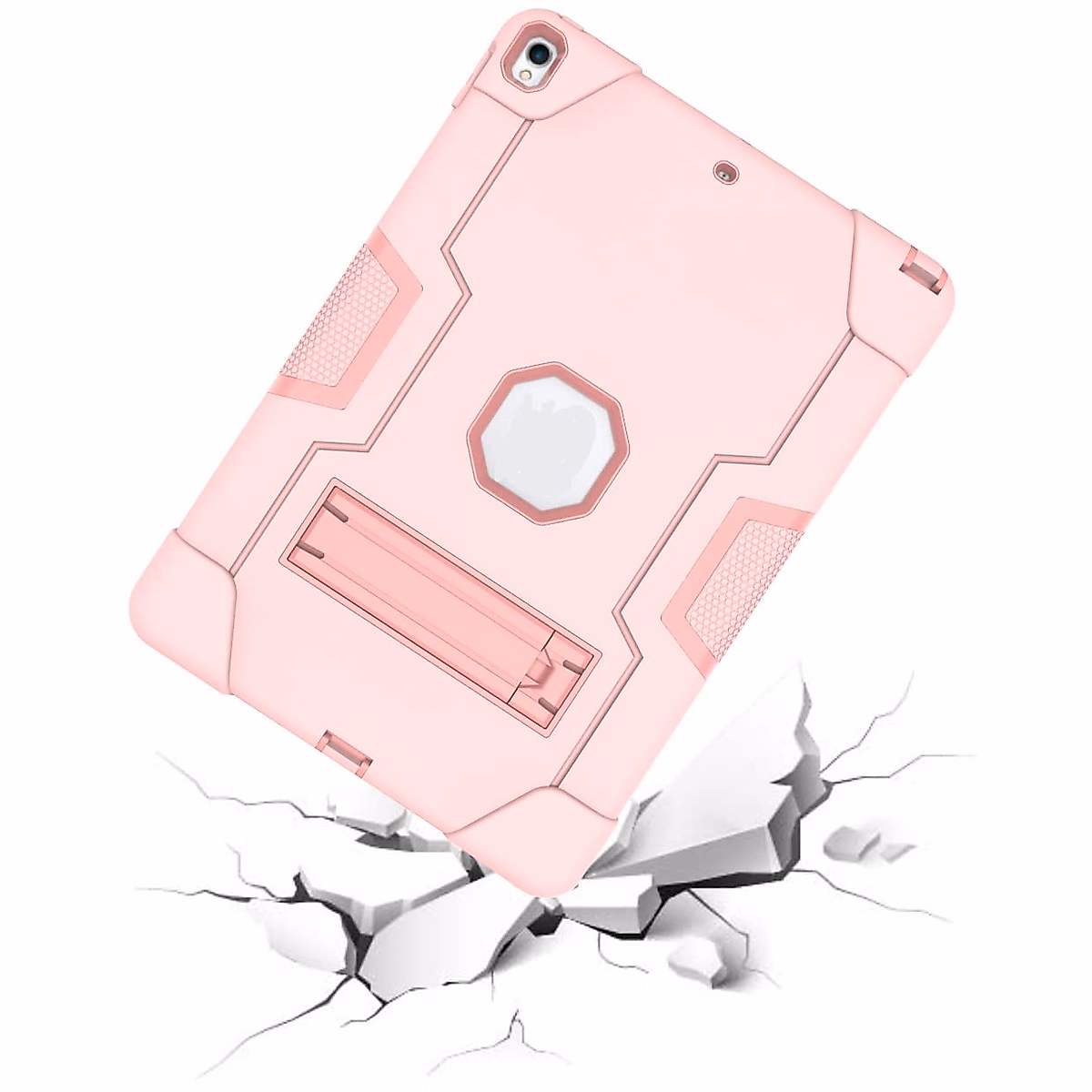 Jaorty Case for iPad Air 3 10.5" 2019,for iPad Pro 10.5 inch 2017 Case,3 in 1 Hybrid [Soft&Hard] Heavy Duty Rugged Stand Shockproof Anti-Slip Anti-Scratch Full-Body Protective Case,Pink