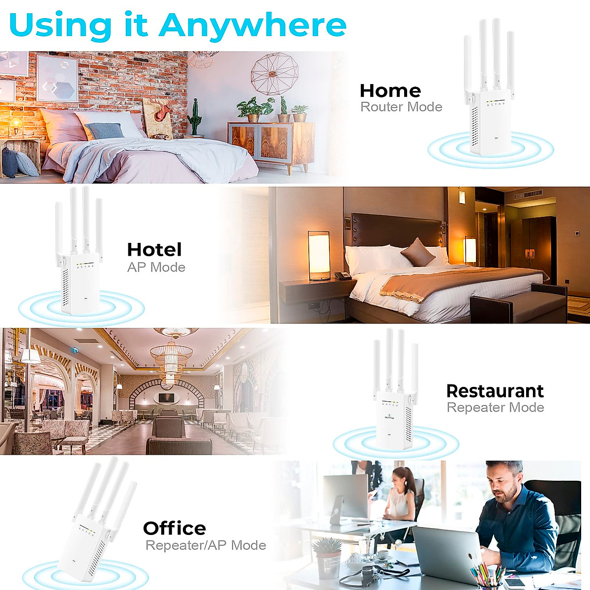 2023 WiFi Extender Signal Booster,360 Full Coverage of 8200sq.ft and 45+ Devices, Internet Booster for Home, Wireless Internet Repeater and Signal Amplifier, 5 Modes,1-Tap Setup