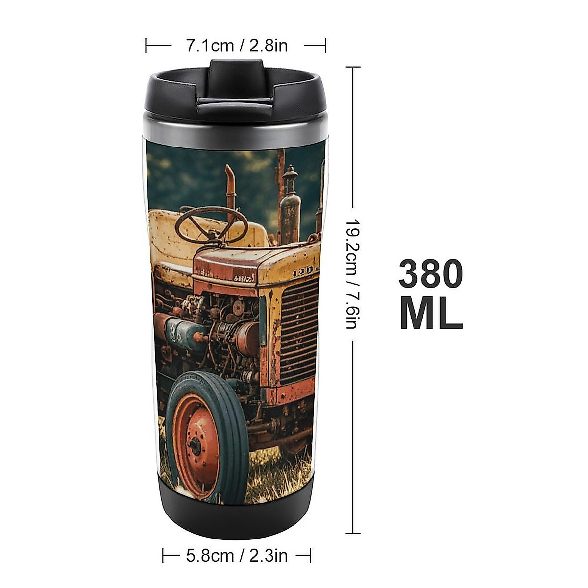 NTVOWPZO Travel Mug Old Tractor Photoes Farm Coffee Cup Reusable Insulated Tumbler with Lid Travel Coffee Mug Stainless Steel Insulated Coffee Tumbler for Coffee Tea And Drinks