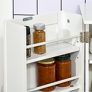 HOMCOM 41" Farmhouse Kitchen Pantry, Freestanding 2 Door Storage Cabinet with Adjustable Shelves for Living Room and Dinning Room,White