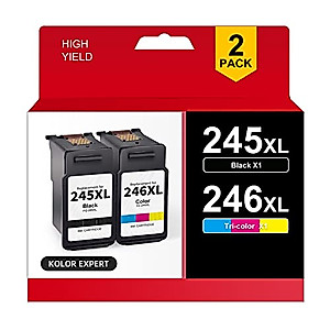 PG245 CL-246 Ink Cartridge Replacement for Canon PG-245XL CL-246XL for Canon PIXMA MX490 MX492 MG2520 MG2522 MG2920 MG3022 TS202 TS3120 TS3320 IP2820 (1 Black+1 Tri-Color)