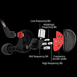 KZ AS10 Monitors Headphone Earbuds 5 Balanced Armature Driver, Noise Cancelling Headphones Wired IEMS Ear Phones with 2 Pin Detachable Cable for Musician Singer Church (Without Mic, AS10 Green)