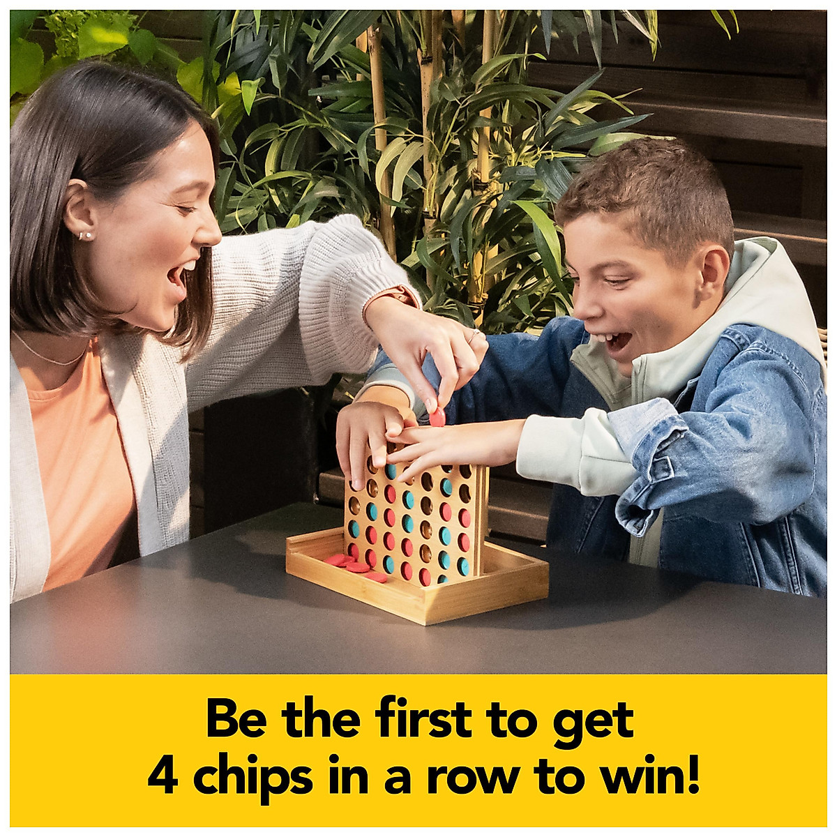 Mindful Classics, Four in a Row Family Board Game with Bamboo and Recycled Plastic Earth Day Eco-Friendly Products, for Adults and Kids Ages 8 and up