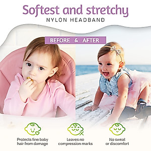 KiddyCare Baby Hair Accessories | Elastic Headbands, Bows, and Lazos Para Bebes | 10 Piece Assortment for Newborns and Girls