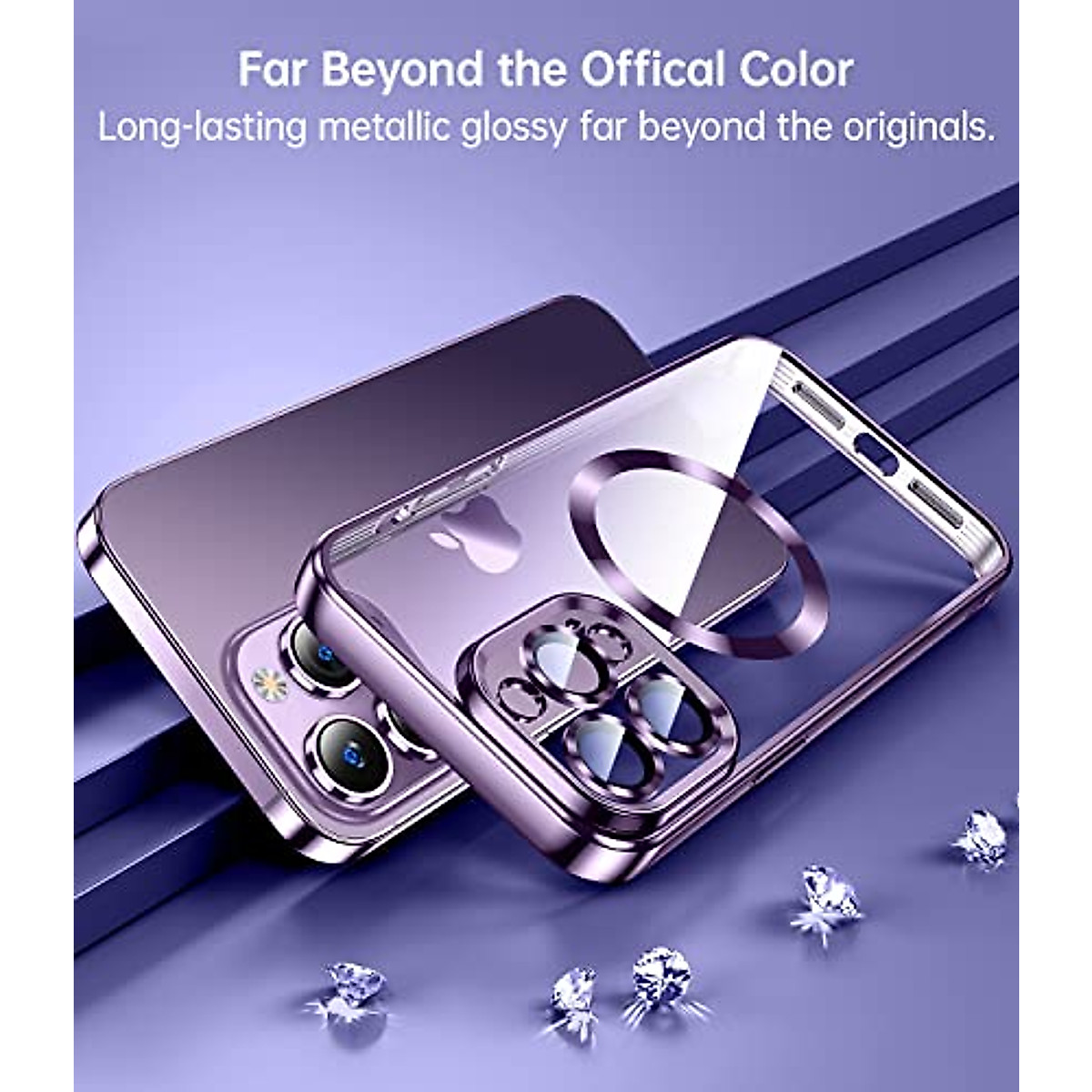 JUESHITUO Magnetic iPhone 14 Pro Case with Full Camera Cover Protection [No.1 Strong N52 Magnets] [Compatible with MagSafe] for Magnetic Women Men Girls Cute Phone Case (6.1")-Purple