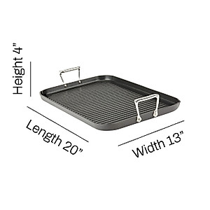 All-Clad HA1 Hard Anodized Nonstick Grill/Griddle Pan 13x20 Inch Oven Broiler Safe 500F Pots and Pans, Cookware Black