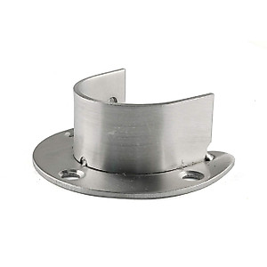 E-outstanding 2 Pcs U-Shaped Wardrobe Bracket Stainless Steel Closet Rod End Supports Closet Pole Sockets Flange Rod Holder with 6 Screws, 33mm