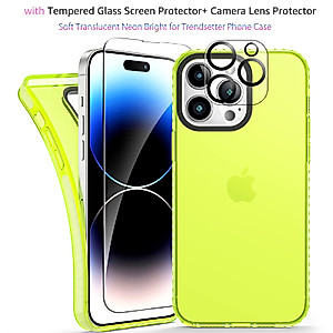 Neon Clear Case for iPhone 14 Pro Max, Cute Retro Vibrant Design Phone Cases Women 80s Accessories,Camera Protector Cover Soft Silicone Shockproof Protective MAX 6.7inch