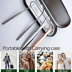 Tongue Scraper, Tongue Cleaner, Tounge Scraper Cleaner,Tongue scrapers for adults with Carrying case, Fresh Breath Tongue Scrapers Medical Grade Metal (3 pack)