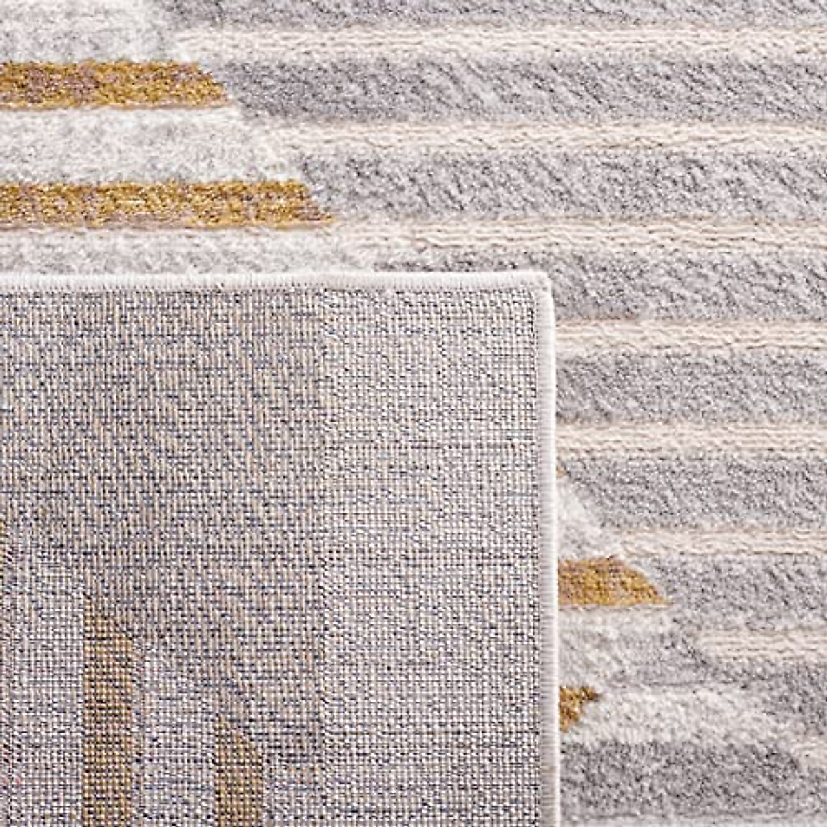 Safavieh Palma Collection 4'5" x 6'5" Beige/Light Grey PAM328A Mid-Century Modern Contemporary Geometric Stripe Non-Shedding Area Rug