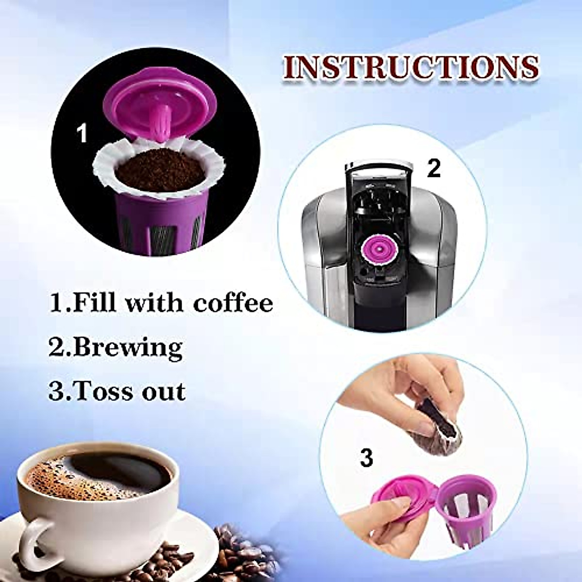 Irmidi K Cup Filters,300 Count Disposable Coffee Paper Filters Compatible with Keurig Brewers Single Serve 1.0 and 2.0, Use with Reusable K Cup Coffee Pods