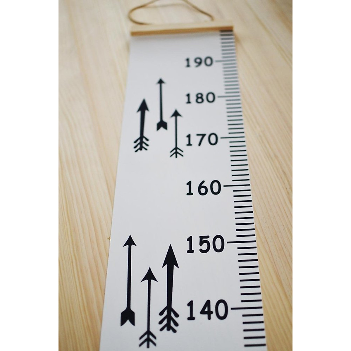 Baby Height Growth Chart Hanging Rulers Kids Room Wall Wood Frame Canvas Ruler Room Decoration 79''x7.9'' (Arrow)
